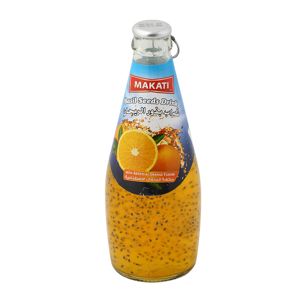 Makati Basil Seed Drink Orange Flavor– Box Of 24 Pcs – 290 ml