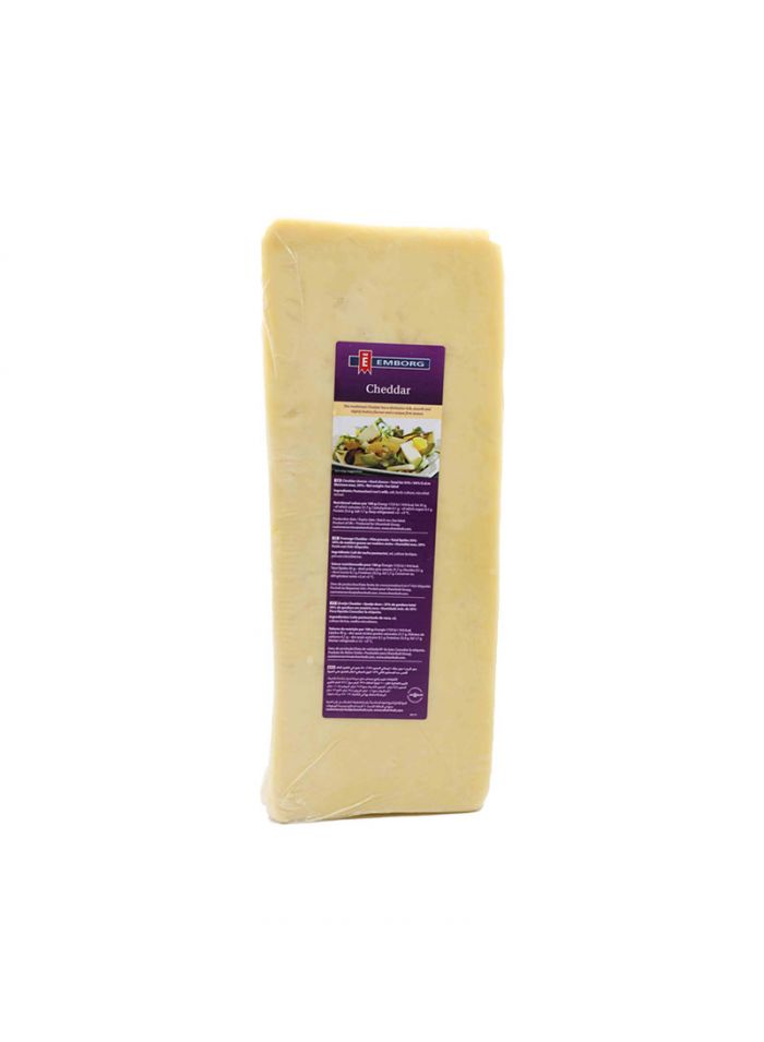 Emborg Cheddar White Block F.I.D.M. 48% – Box of 8 Pieces – 2.5 Kg