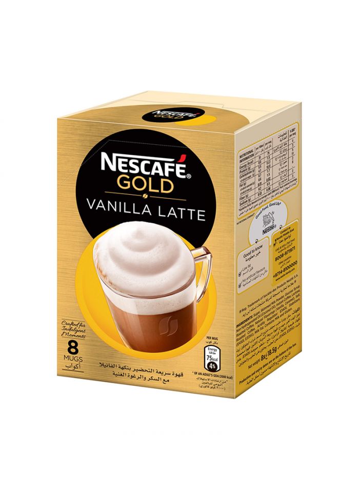 Nescafe - Gold Vanilla Latte – Box Of 100 Pieces – 18.5 G
